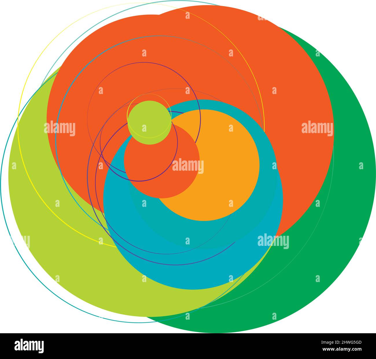 Abstract, artistic random, colorful concentric, radial, radiating ...