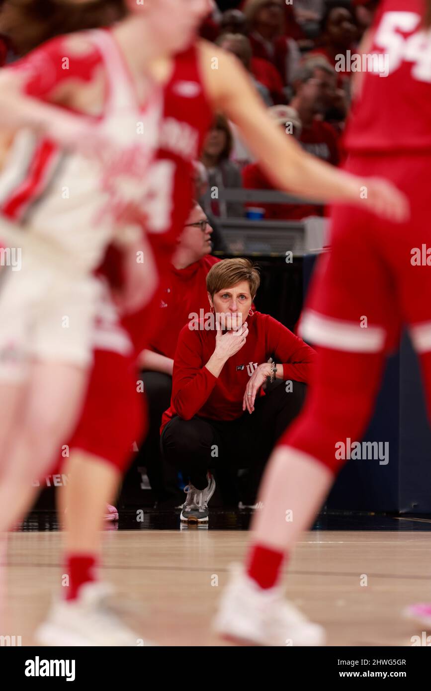 Indiana University coach Teri Moren coaches against Ohio State during ...