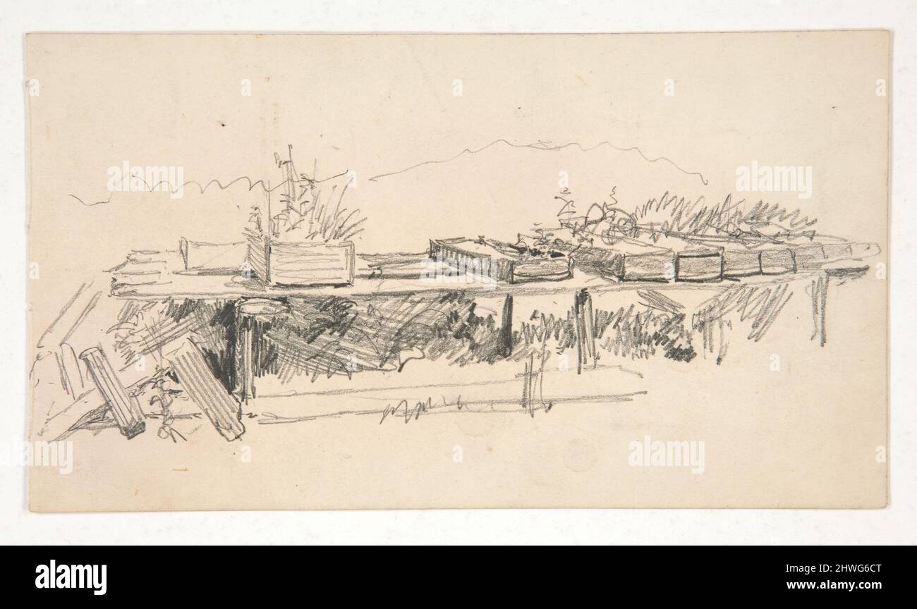 Sketch of a ledge with planters. Artist: Edwin Austin Abbey, American ...