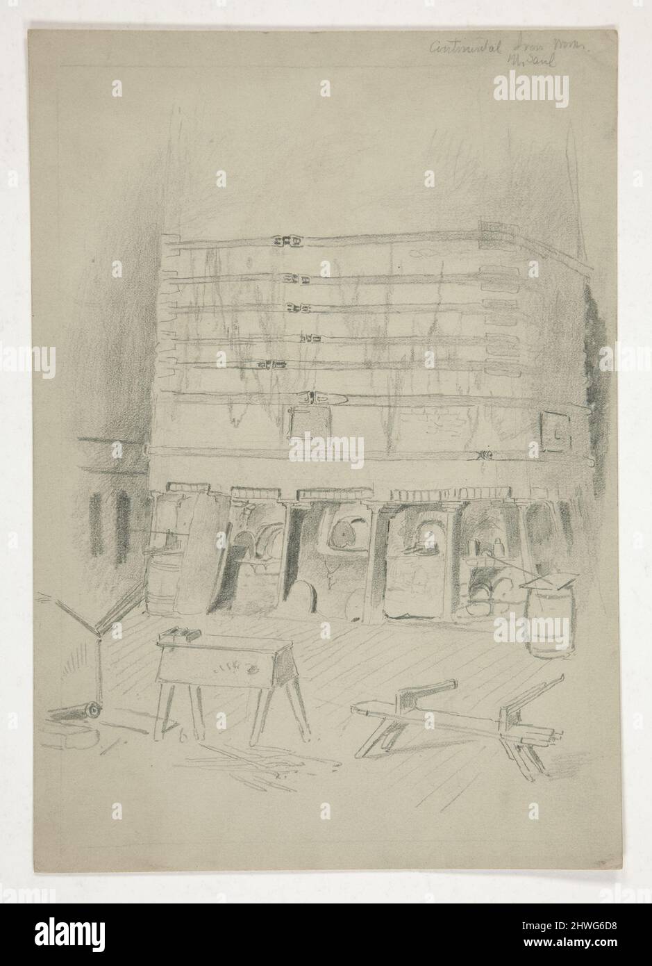 Sketch of Continental Iron Works(?) [industrial interior]. Artist ...
