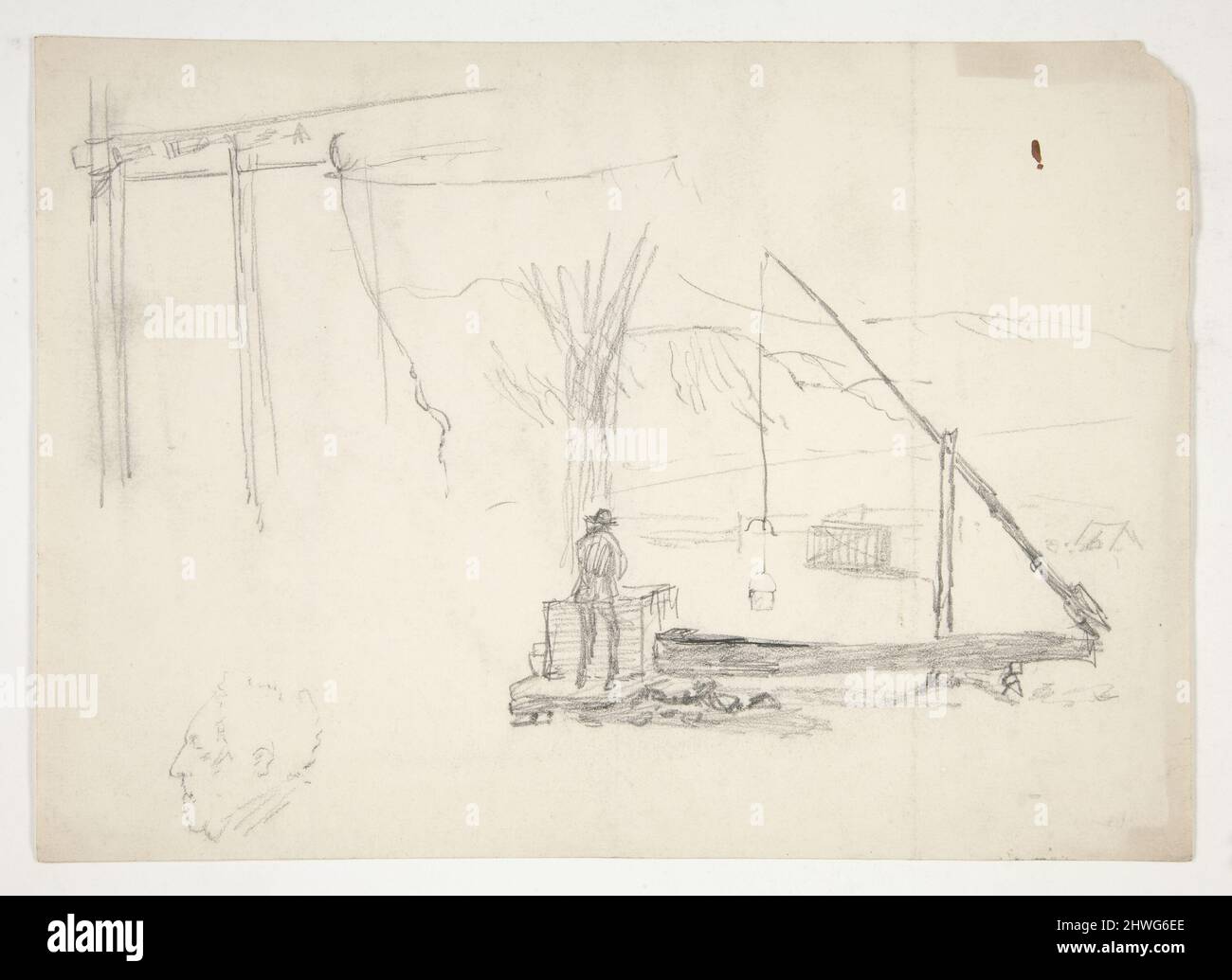 Sketch of a man by a well. Artist: Edwin Austin Abbey, American, 1852 ...