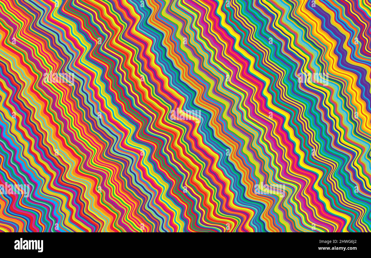 Distorted wavy waving lines, stripes abstract colorful vector texture ...