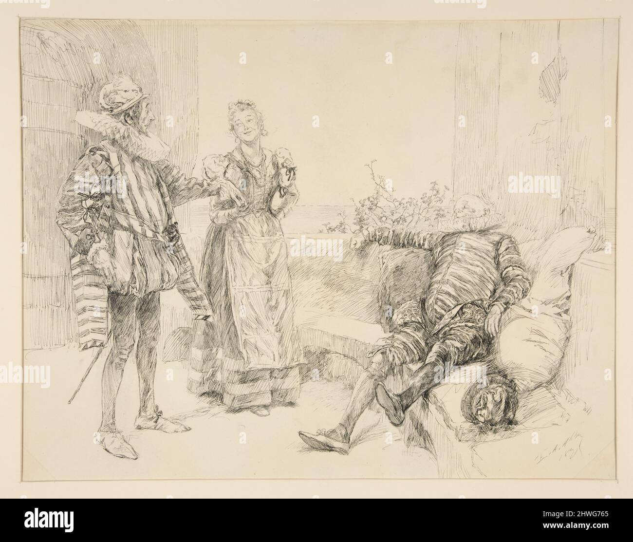 Maria, Sir Andrew, and Toby, illustration for Act I, Scene iii, Twelfth ...