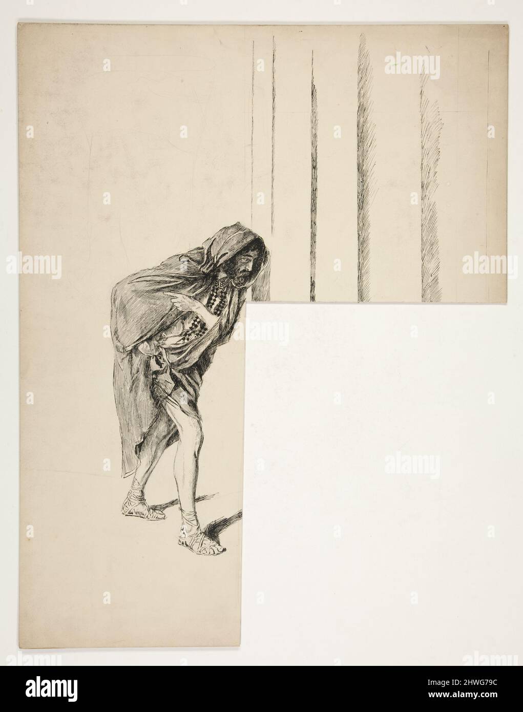 Walking man in cloak, sketch for an unidentified Shakespeare play ...