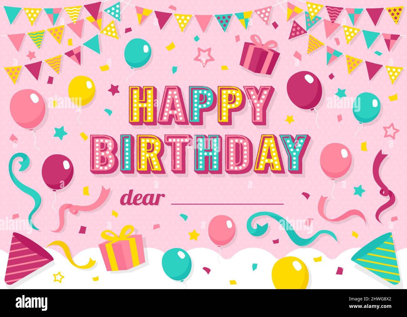 Happy birthday greeting card vector illustration (with a space where ...