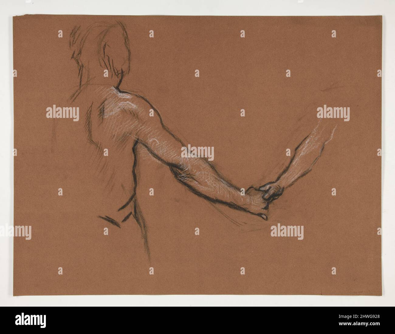 Study of two figures shaking hands in the “Penn’s Treaty,” mural at the ...