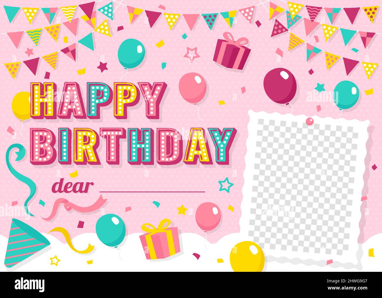 Happy birthday greeting card vector illustration (with a space where ...