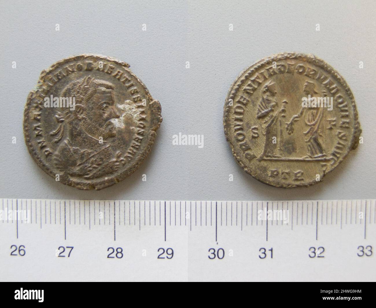 1 Nummus of Maximian from Trier. Ruler: Maximian, Emperor of Rome, ca ...