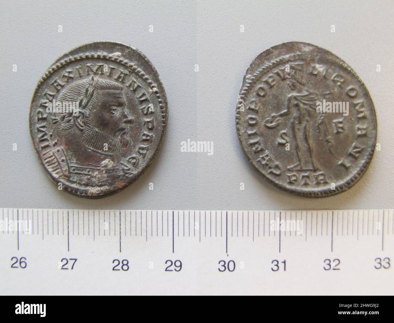 1 Nummus of Maximian from Trier. Ruler: Maximian, Emperor of Rome, ca ...