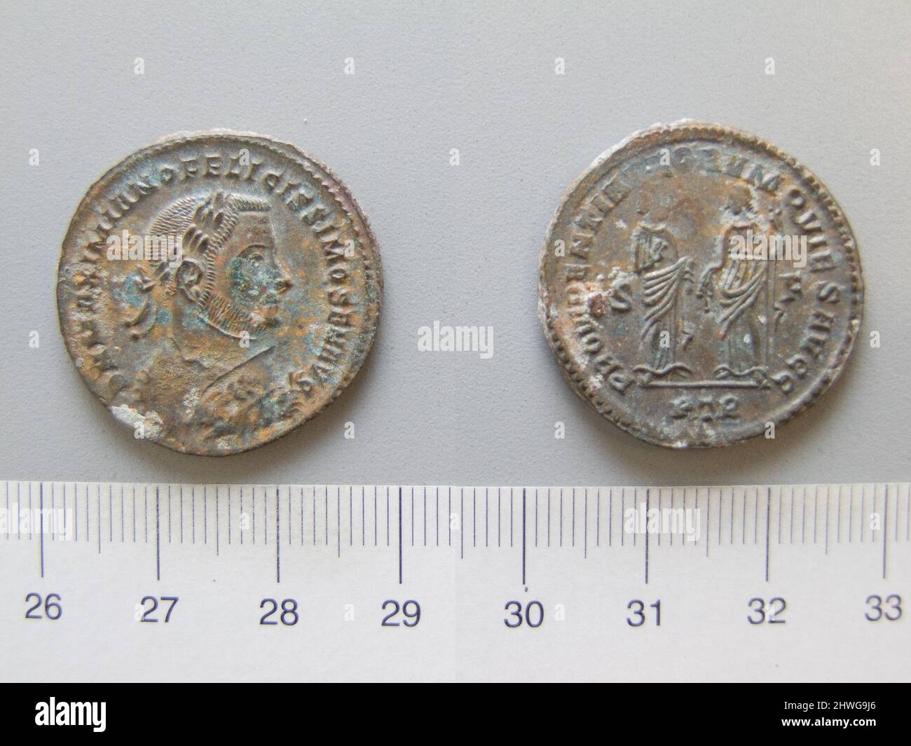 1 Nummus of Maximian from Trier. Ruler: Maximian, Emperor of Rome, ca ...