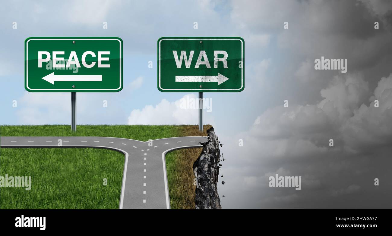 Peace Or War Concept as two directions as one that results in tragedy ...