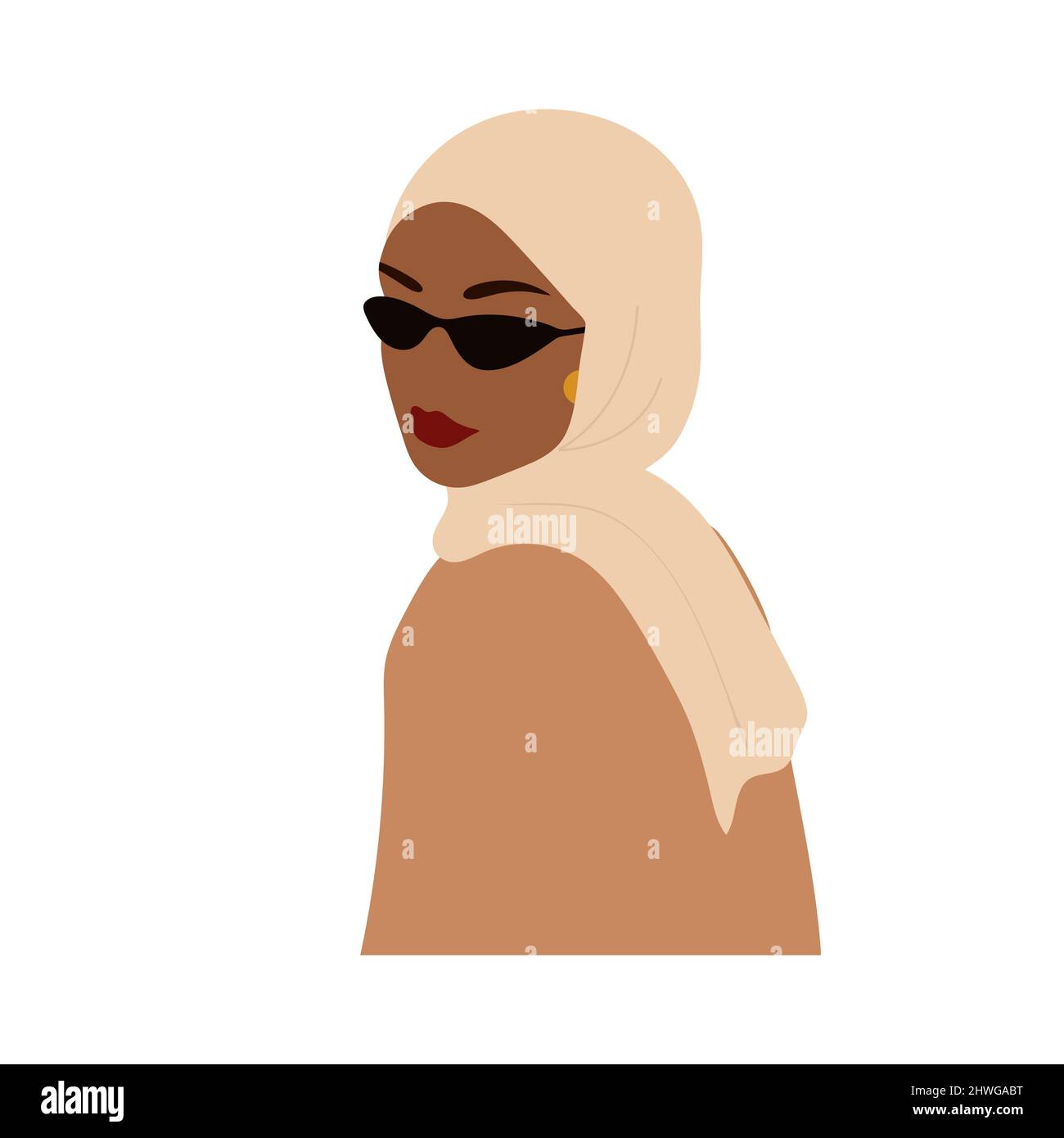 Abstract muslim woman in hijab. Faceless female portrait in sunglasses ...