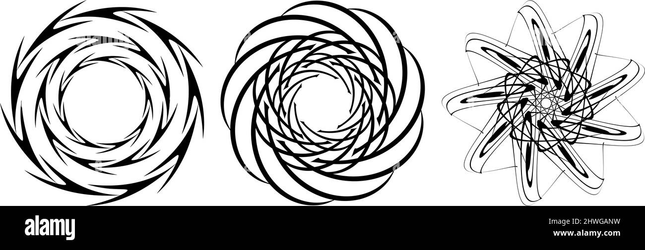 Set of circular, radial geometric mandala, motif icons - stock vector ...