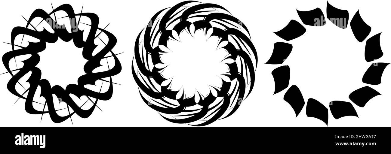 Set of circular, radial geometric mandala, motif icons - stock vector ...
