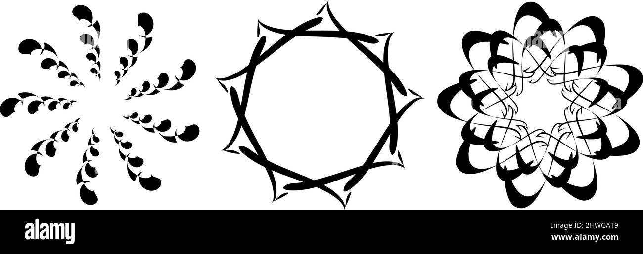 Set of circular, radial geometric mandala, motif icons - stock vector ...