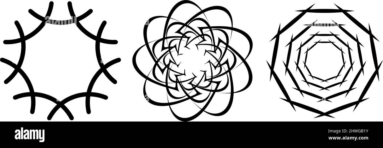 Set of circular, radial geometric mandala, motif icons - stock vector ...