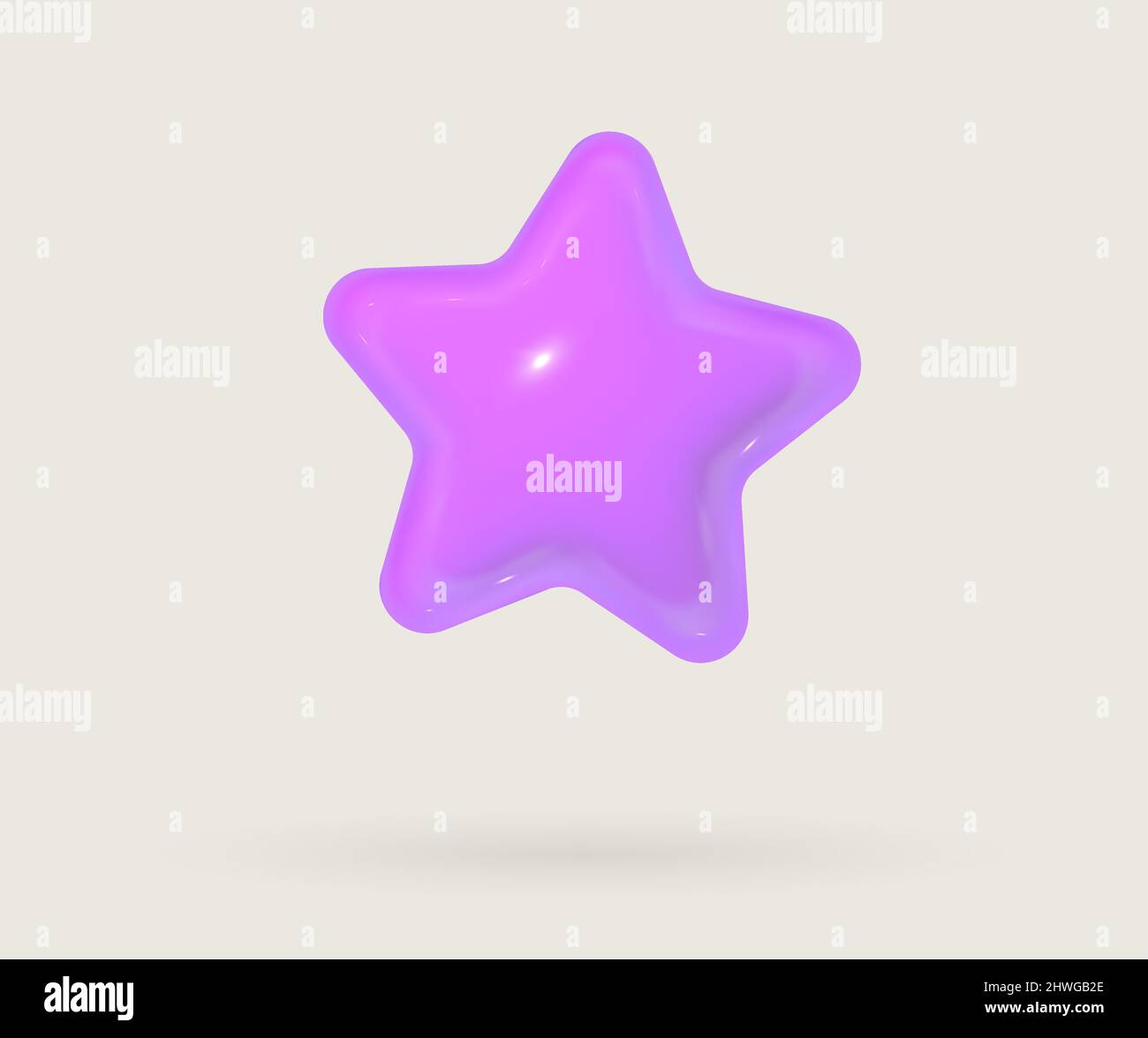 3d pink star in realistic cartoon style. Soft pop vector render design ...