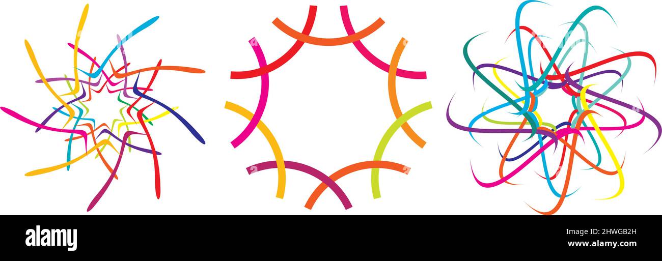 Set of circular, radial geometric mandala, motif icons - stock vector ...