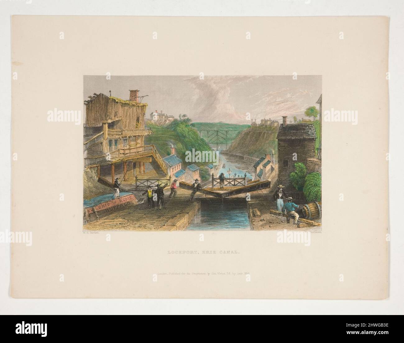 Lockport, Erie Canal, illustration for Nathaniel Parker Willis’s book American Scenery. Artist ...
