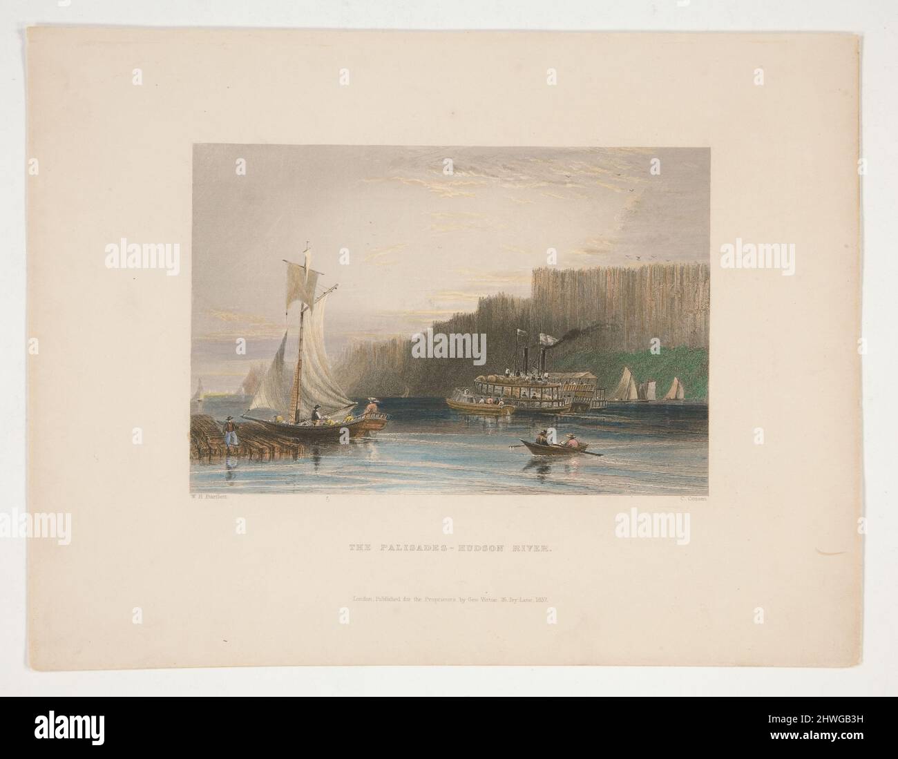 The Palisades–Hudson River, illustration for Nathaniel Parker Willis’s book American Scenery ...