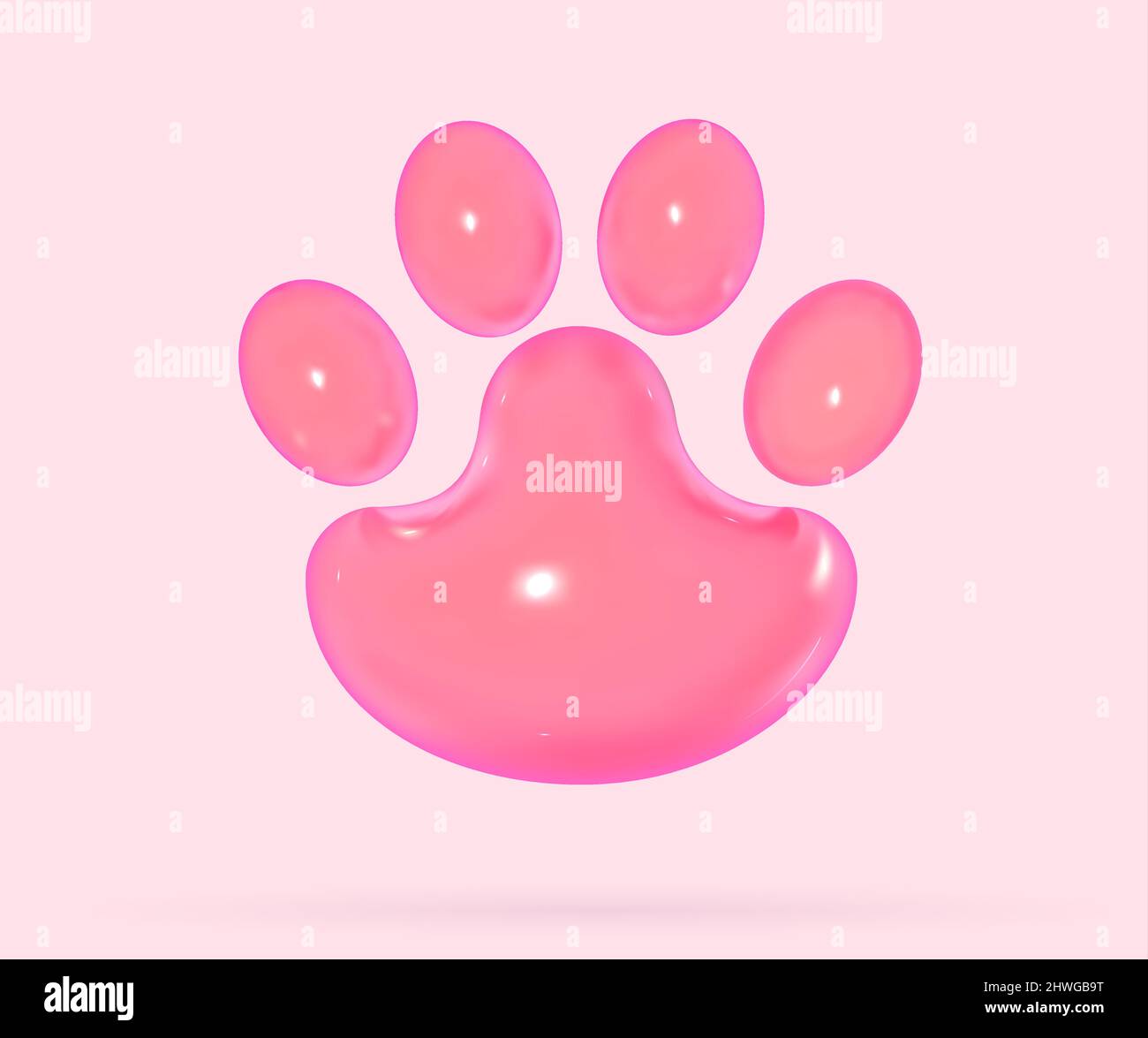 Paw 3d print in cartoon soft pop style. Grooming service visual concept ...
