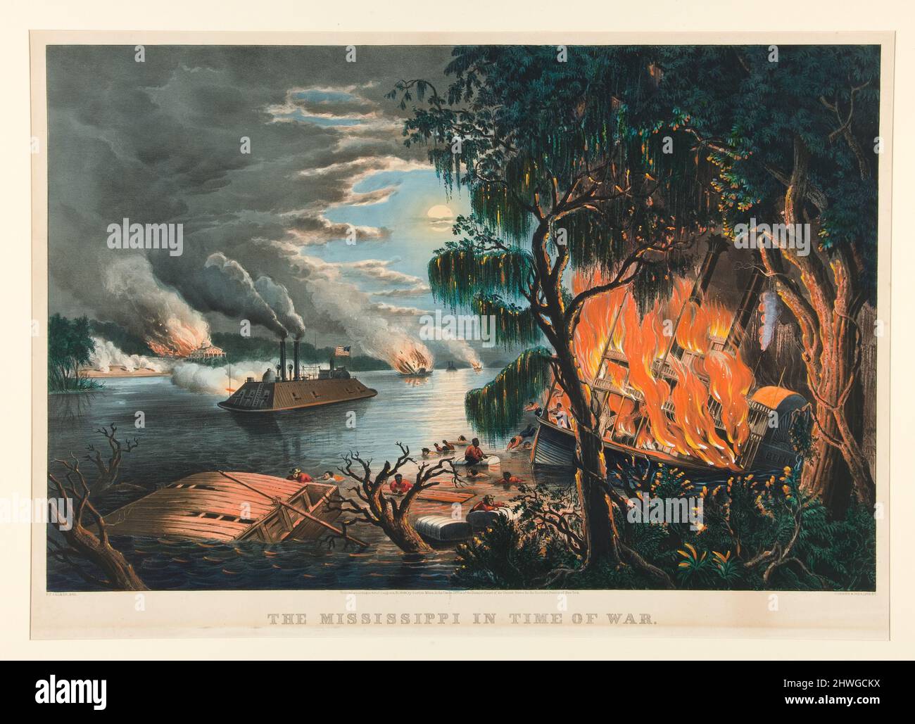 The Mississippi in Time of War. Artist: Currier & Ives, American ...