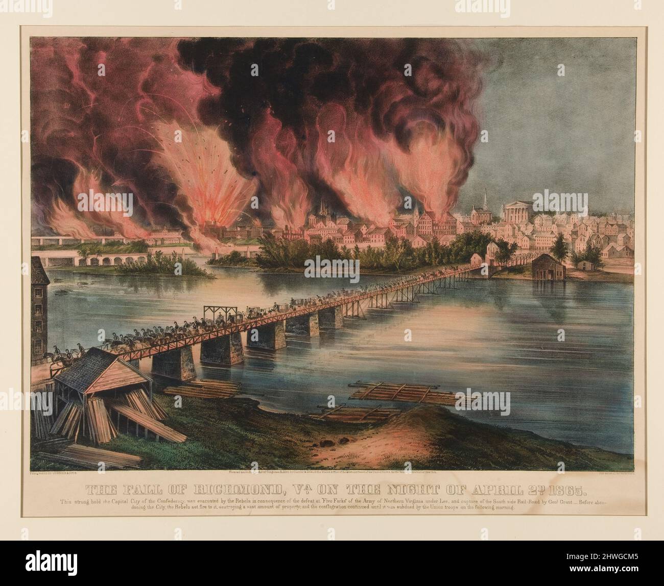 The Fall of Richmond, Virginia, on the Night of April 2nd 1865. Artist ...