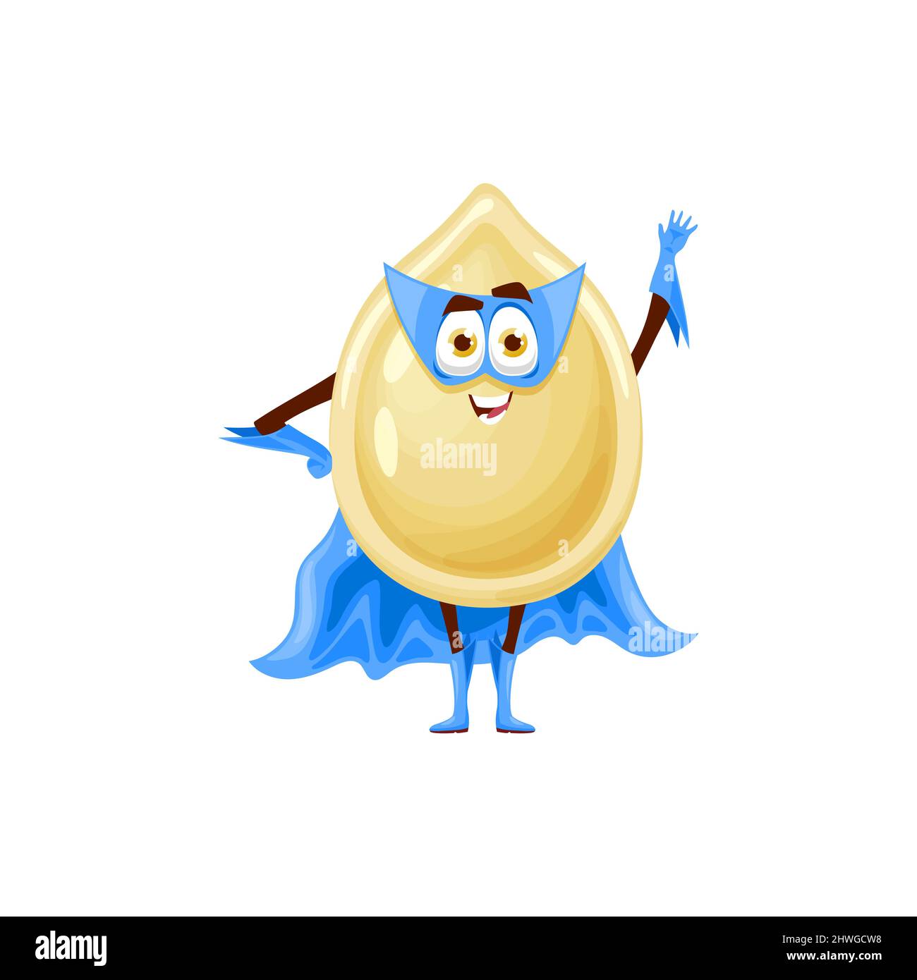 Pumpkin seed in white shell superhero in face mask and cape isolated ...