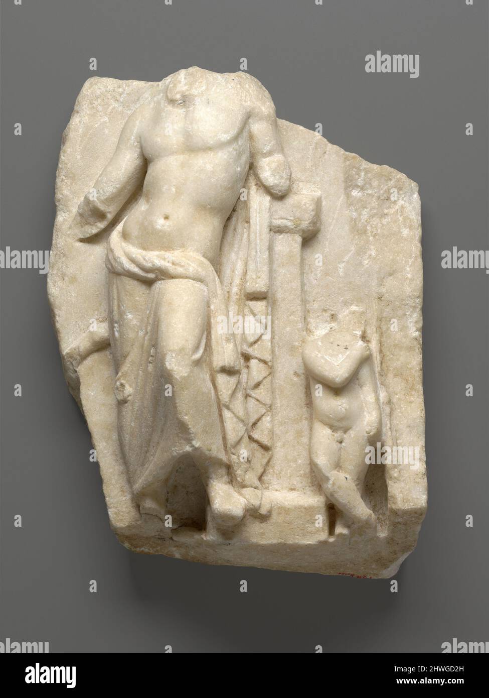 Relief Fragment with Male figure, possibly Apollo, and Child Stock ...