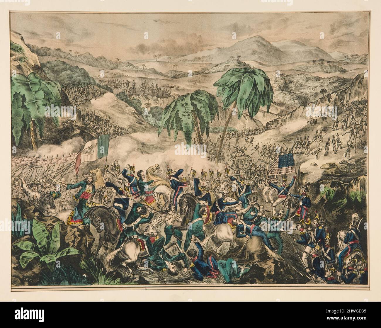 The Battle of Cerro Gordo. Lithographer: Charles W. Fleetwood, American ...