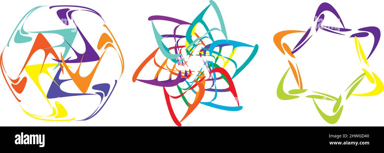 Set of circular, radial geometric mandala, motif icons - stock vector ...