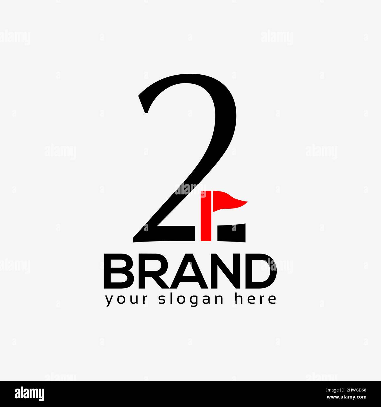 Two and flag logo vector. Flat design. Vector Illustration on white ...