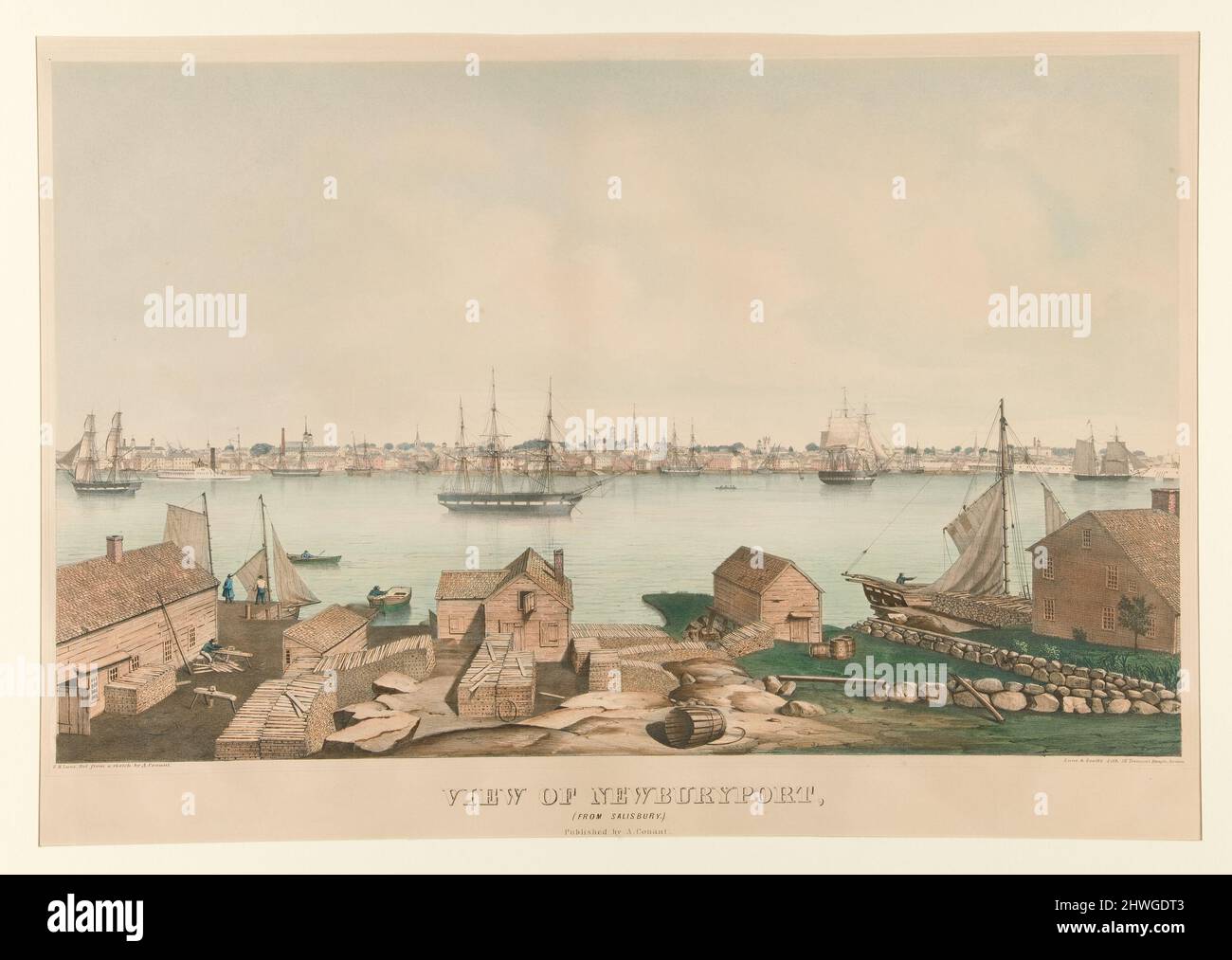 View of Newburyport, (from Salisbury). Artist: Fitz Henry Lane ...