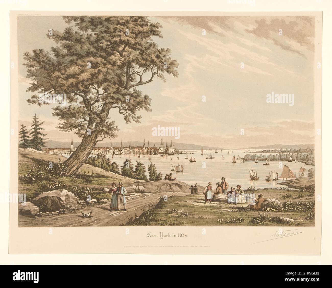 New York in 1834. Artist: Raoul Varin, American, 1865–1943 Stock Photo ...