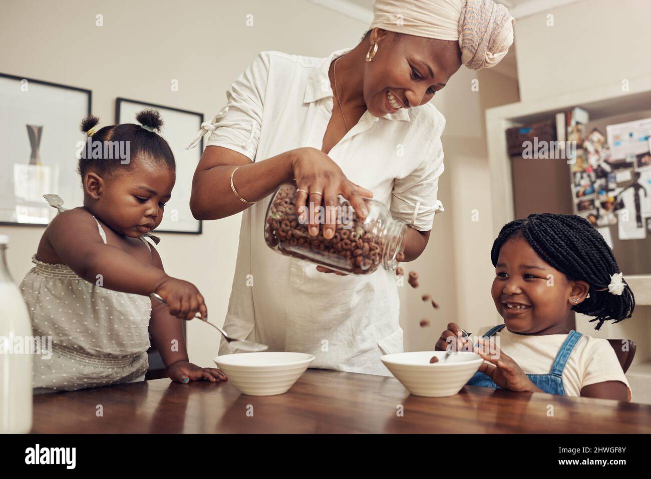Family Eating Cereal