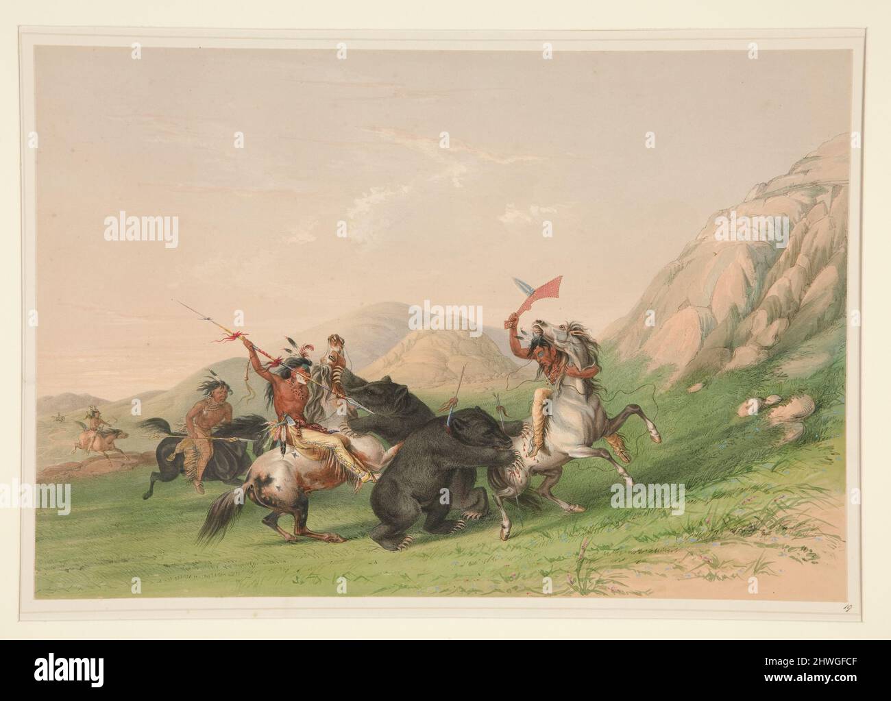 Attacking the Grizzly Bear, pl. 19 from the North American Indian ...