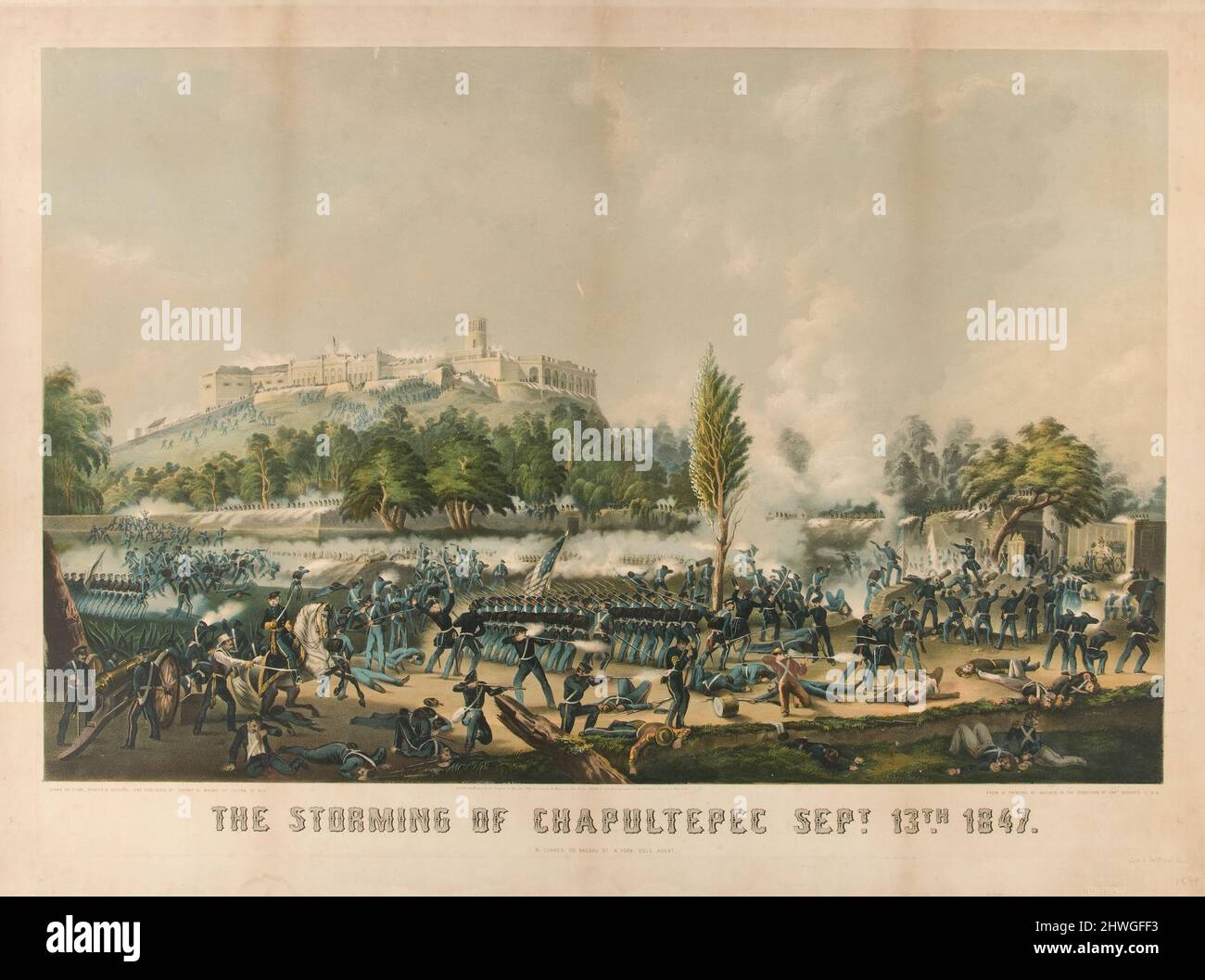 The Storming of Chapultepec, September 13, 1847. Artist: Sarony, Major ...