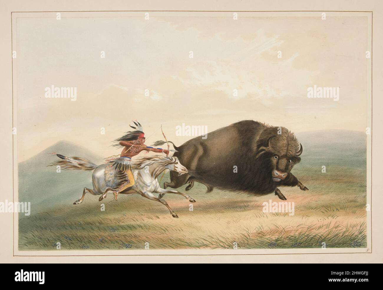 Buffalo Hunt, Chase, pl. 5 from the North American Indian Portfolio ...