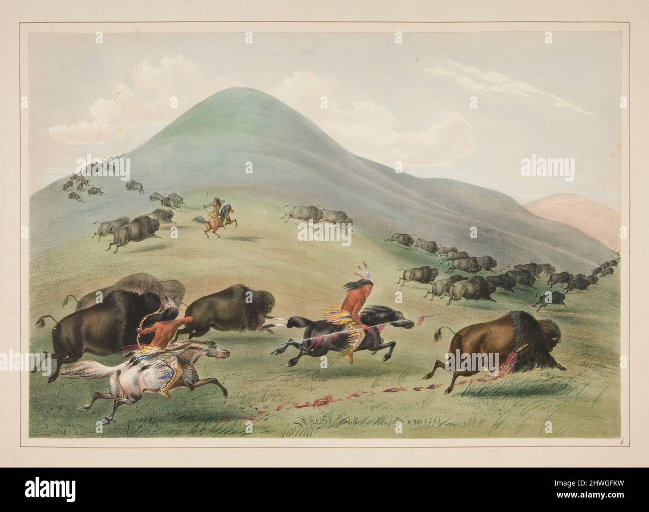 Buffalo Hunt, Chase, pl. 6 from the North American Indian Portfolio ...