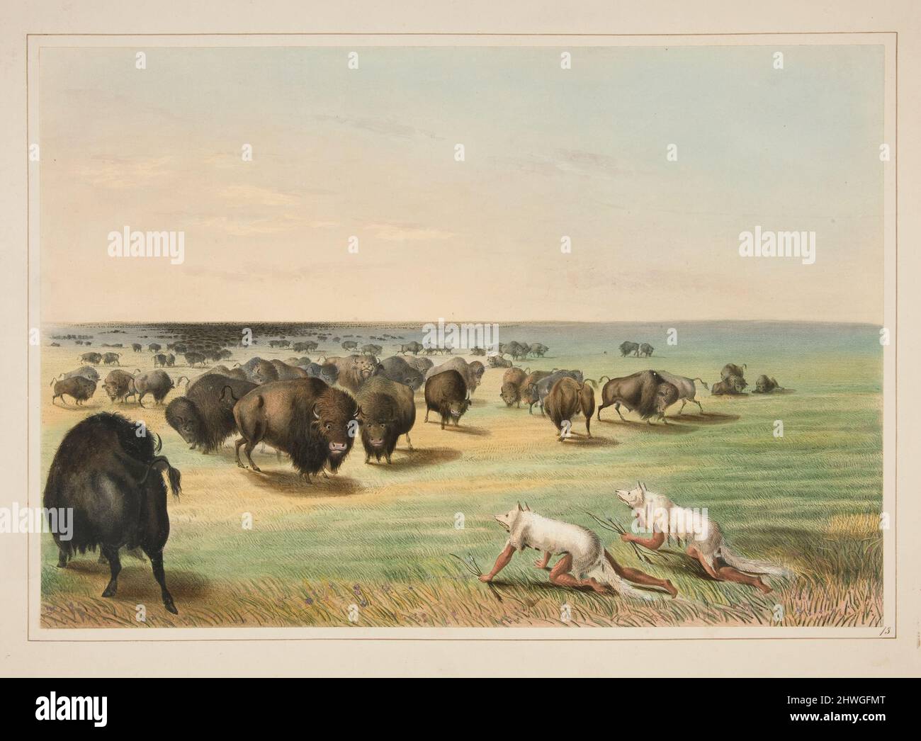 Buffalo Hunt, Under the White Wolf Skin, pl. 13 from the North American ...