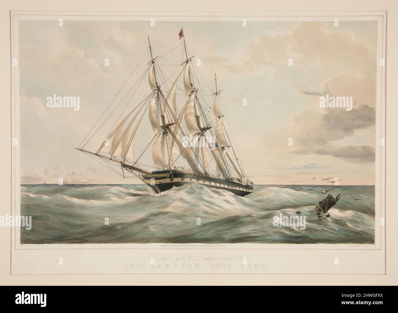 The New York & London Packet Ship Southampton. Artist: T. G. Dutton ...