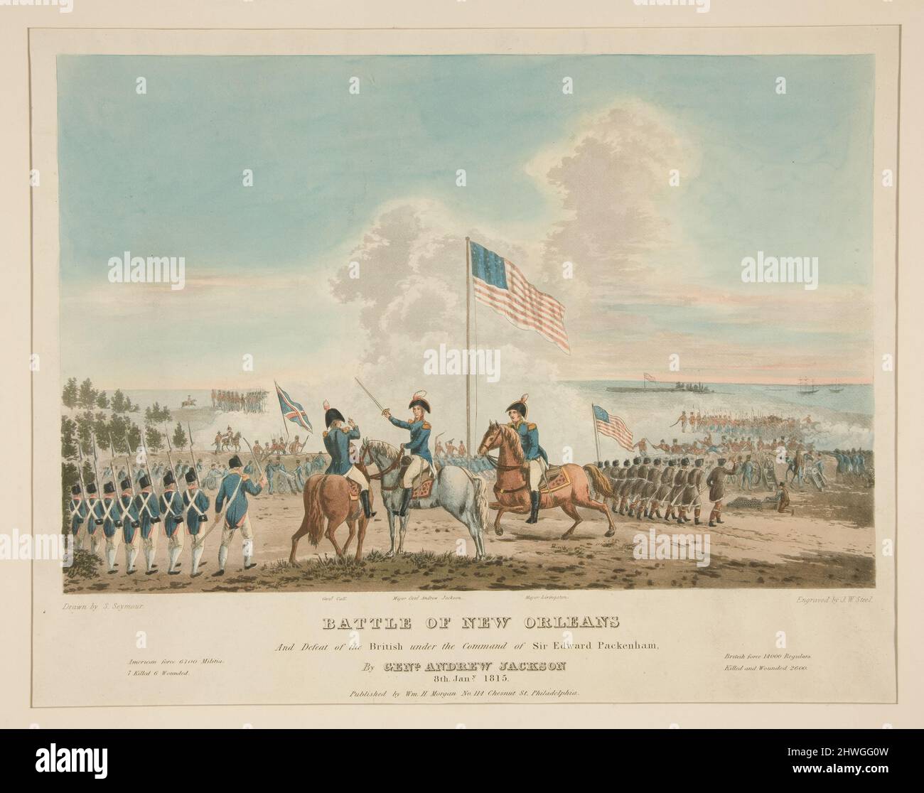 Battle of New Orleans. Engraver: James W. Steel, American, 1799 ...