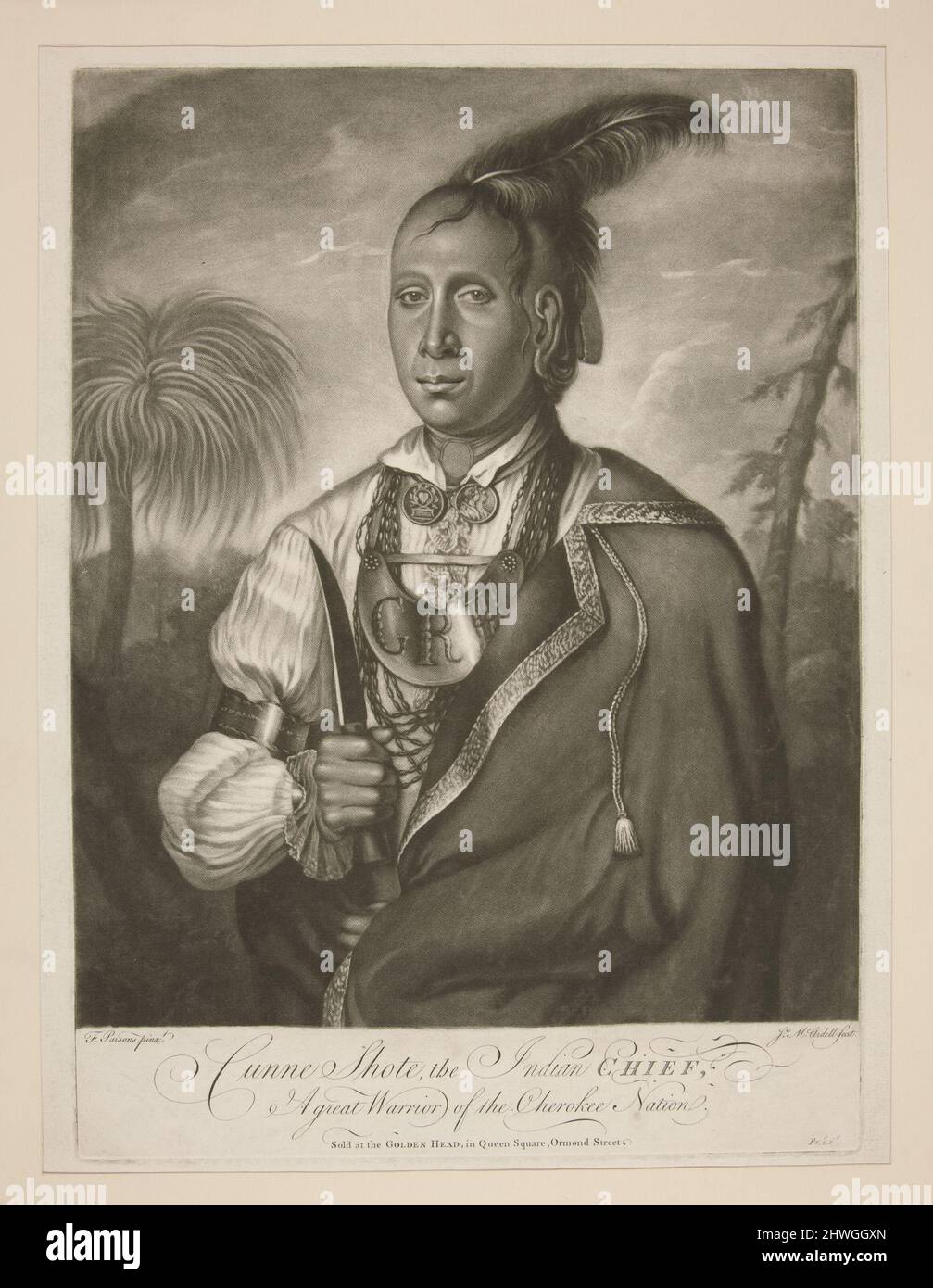 Cunne Shote, the Indian Chief, A great Warrior of the Cherokee Nation ...