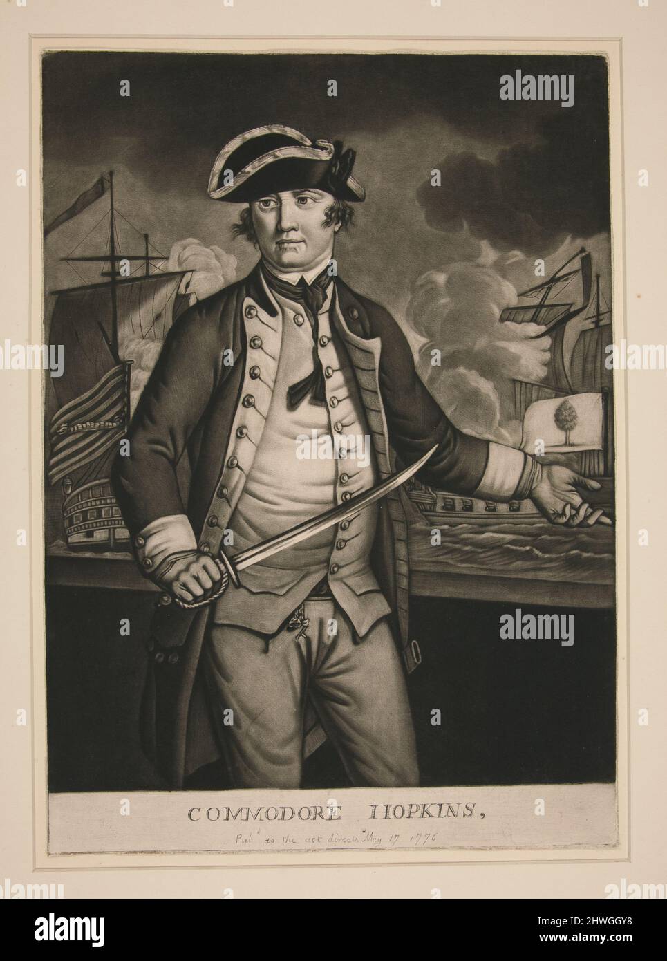 Commodore Hopkins. Engraver: Unknown Publisher: Thomas Hart, London ...