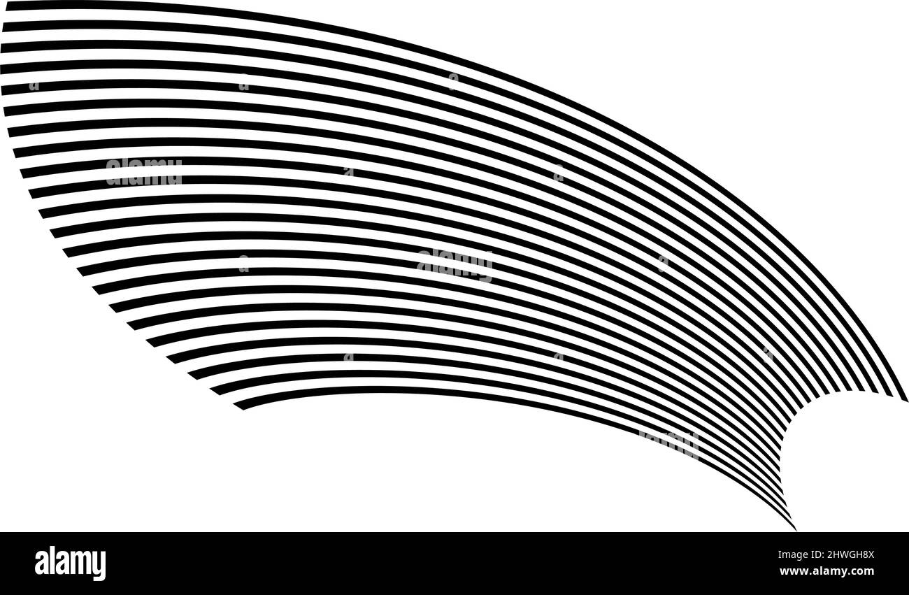 Bent abstract curved lines, stripes element - stock vector illustration ...