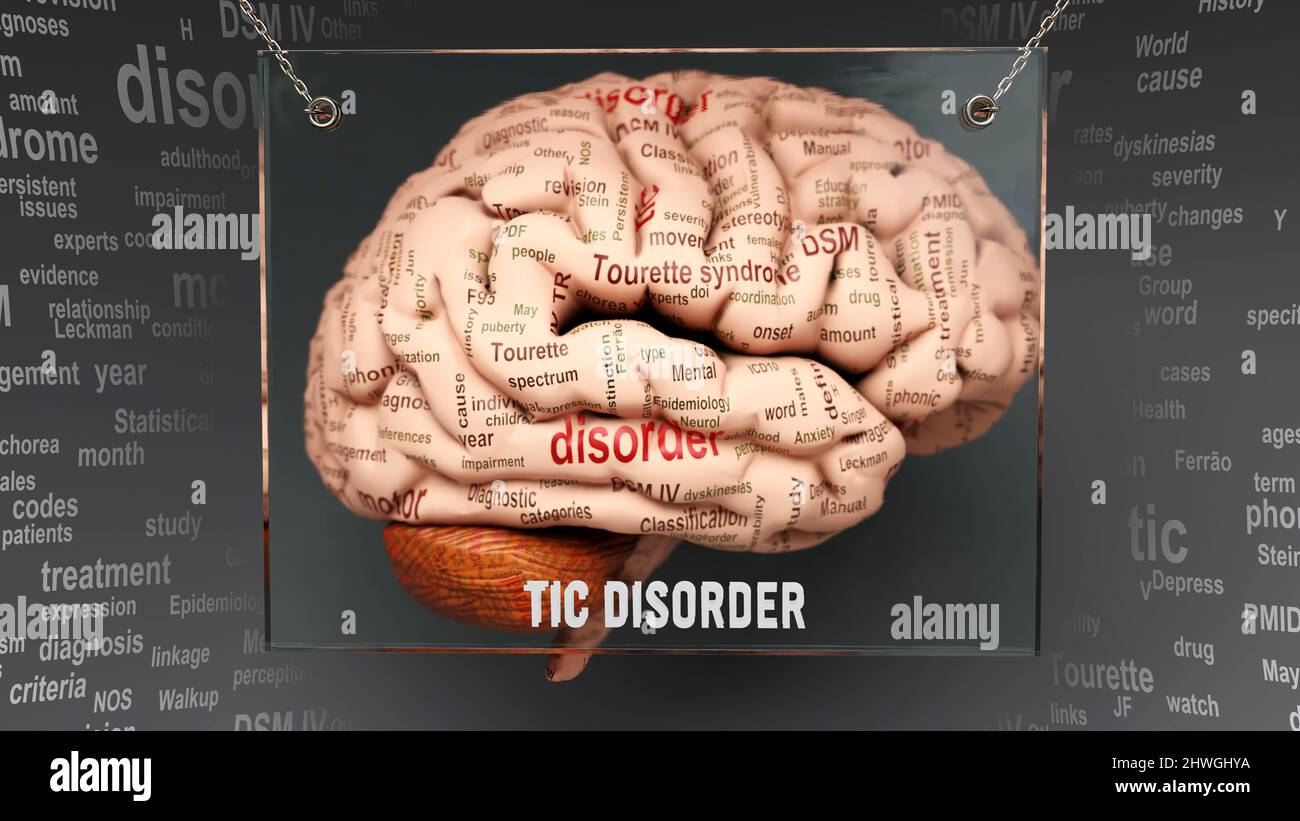 Tic disorder anatomy - its causes and effects projected on a human ...