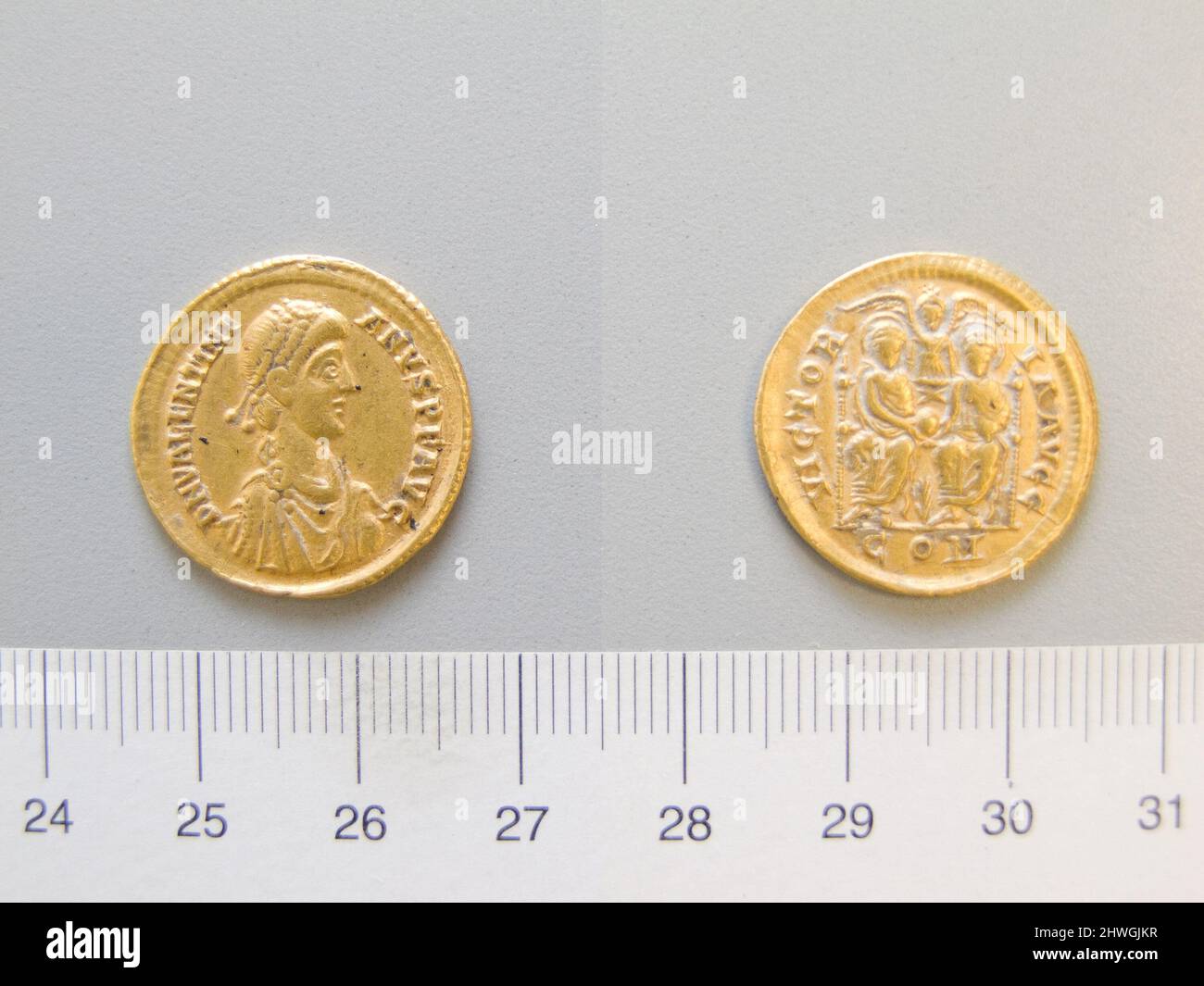 Solidus of Valentinian II, Emperor of Rome from Rome. Ruler ...