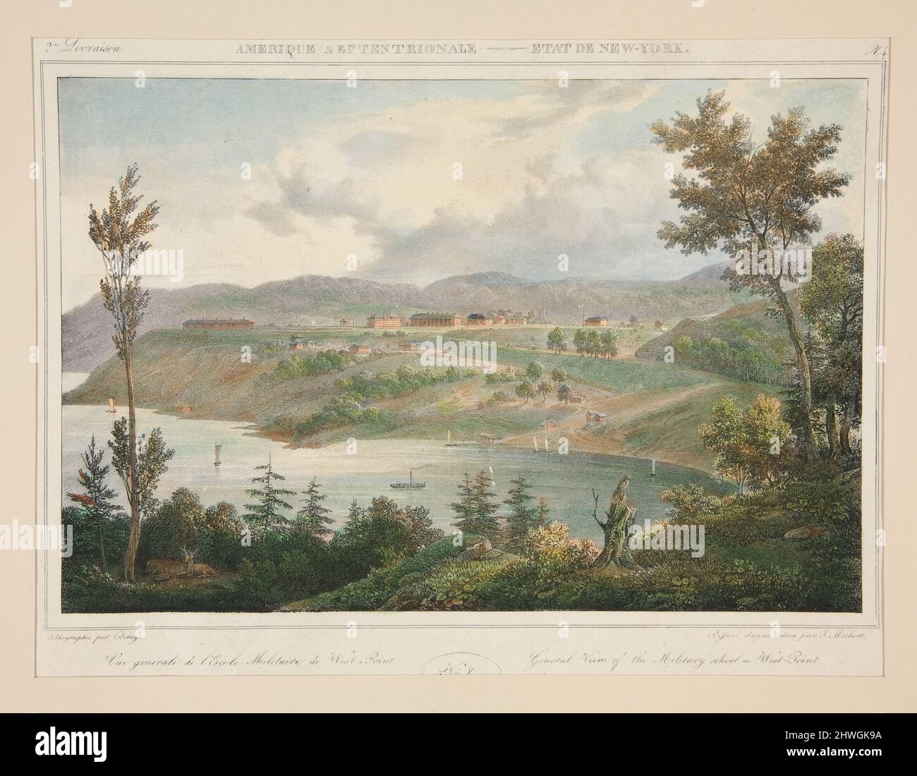 General View of the Military school - West Point. After: Jacques Gerard ...