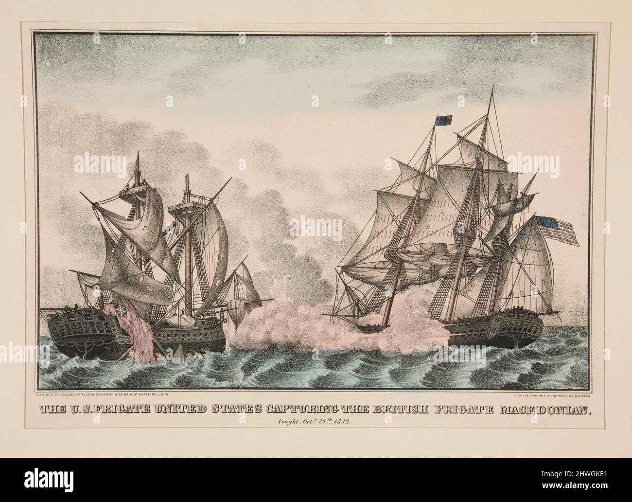 The U.S. Frigate United States capturing the British Frigate Macedonian ...