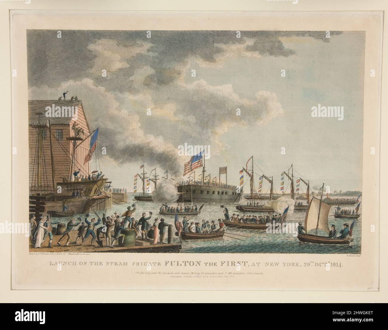 Launch of the Steam Frigate Fulton the First. Artist: John James ...